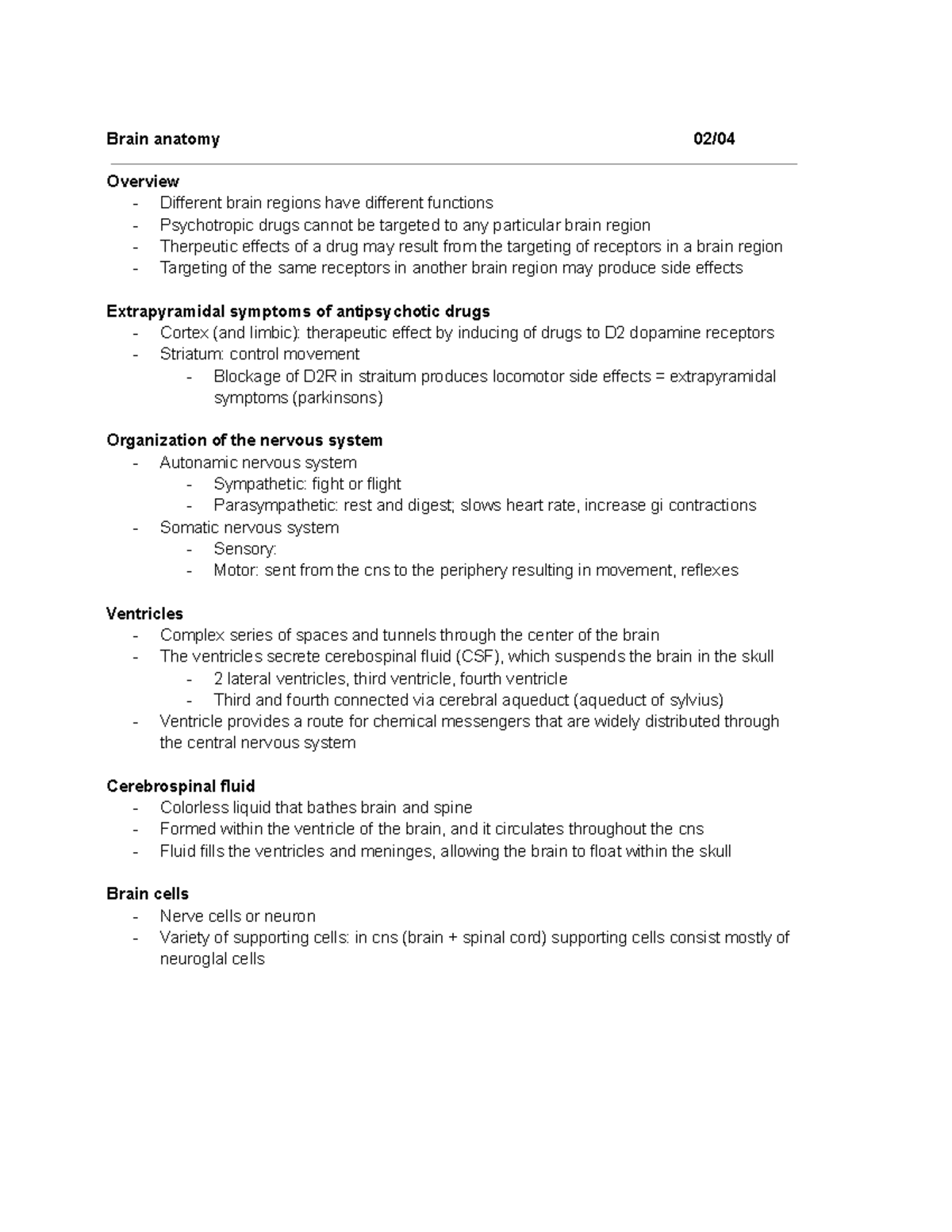 Brain anatomy - pharmd CTS - Brain anatomy 02/ Overview - Different ...