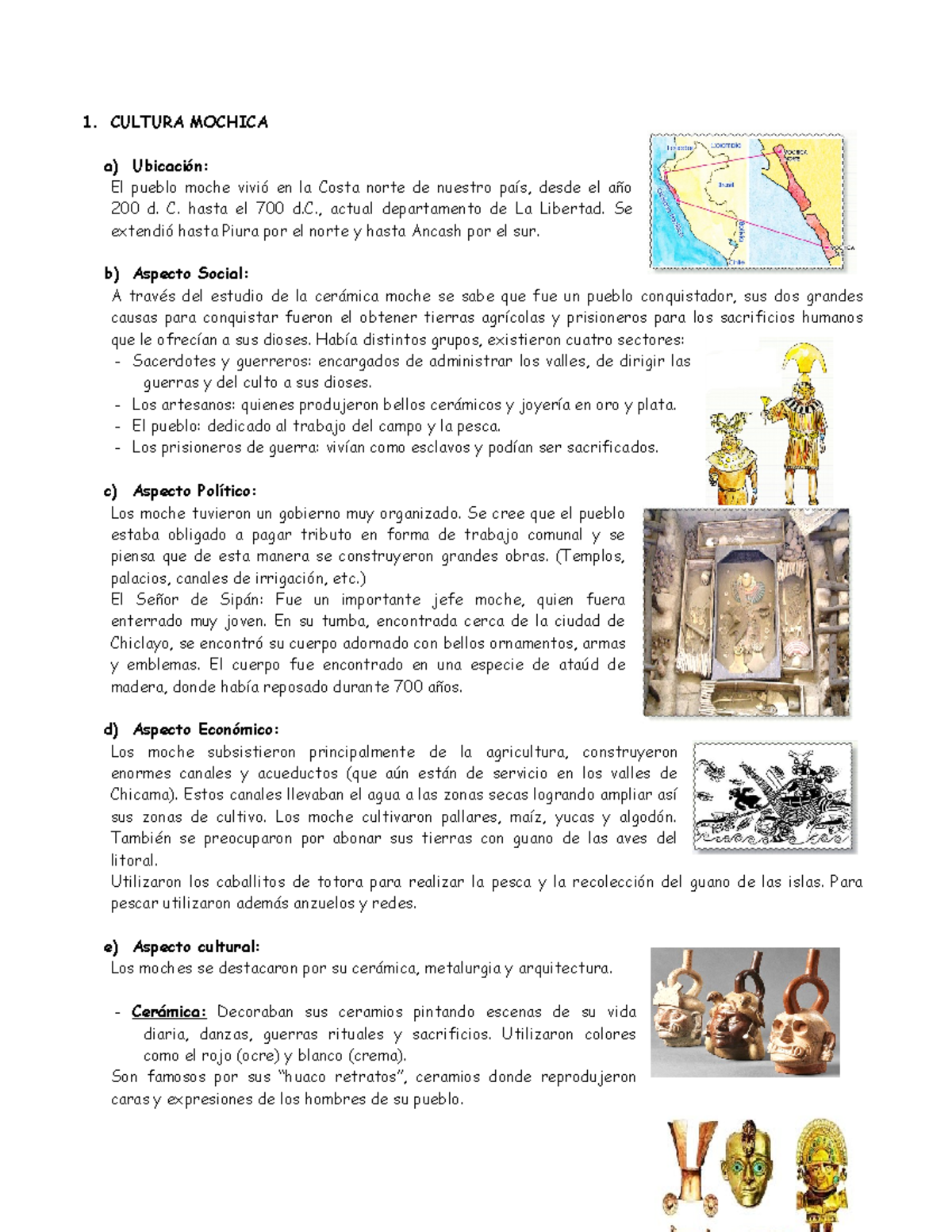 Cultura Mochica - personal - 1. CULTURA MOCHICA a) Ubicación: El pueblo ...