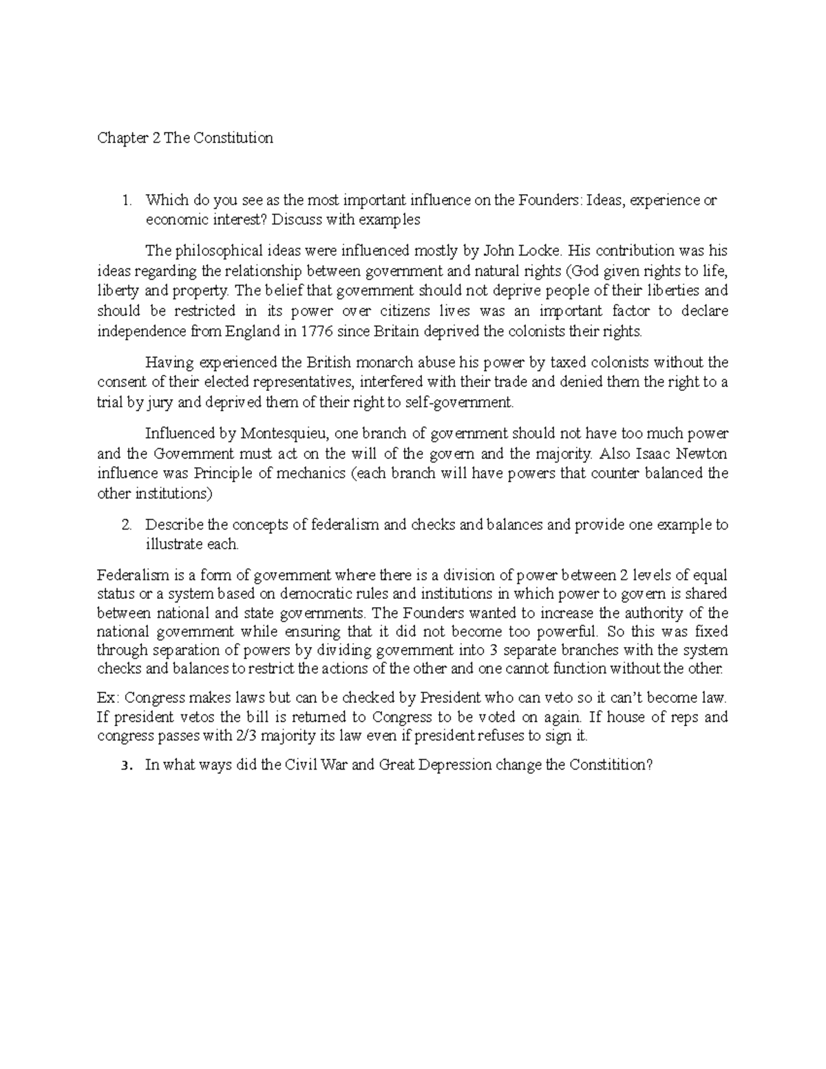 Chapter 2 The Constitution - Chapter 2 The Constitution Which do you ...