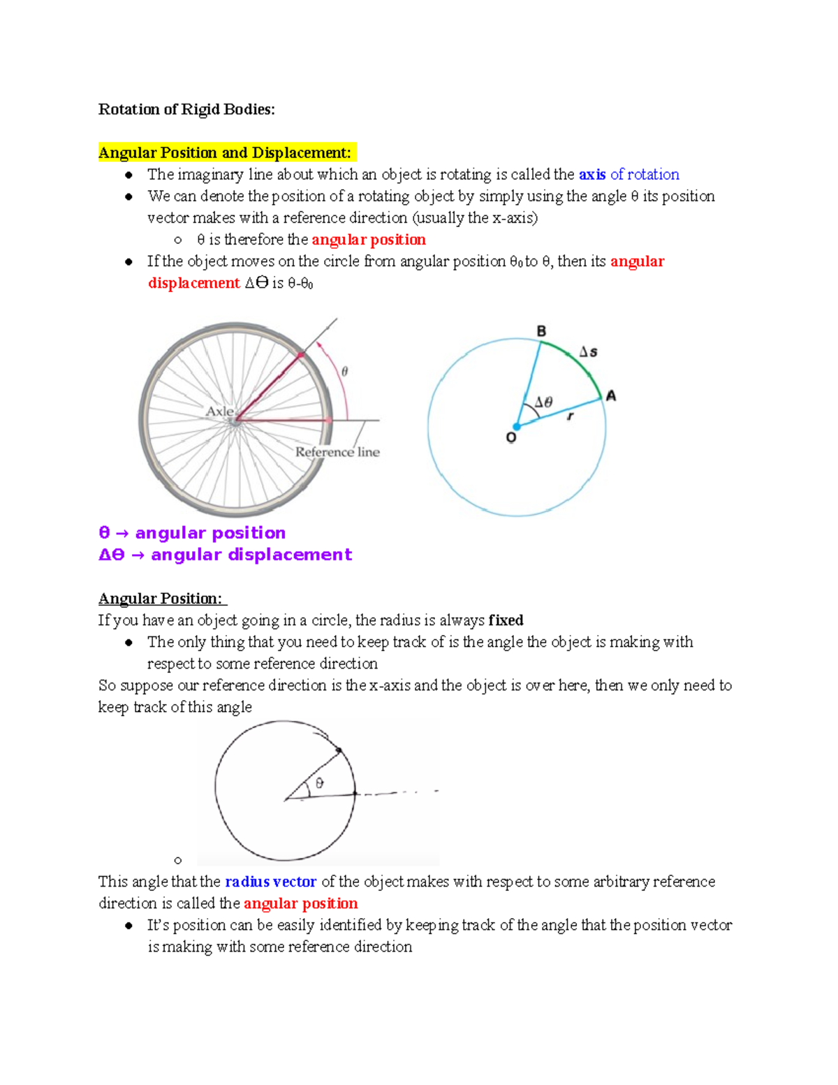 Unit 2 Lecture 6 Rotation - Rotation of Rigid Bodies: Angular Position and Displacement: The ...
