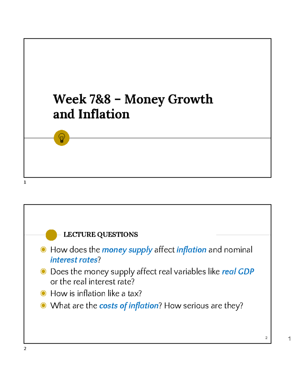 PDF Week7-8 Money Growth And Inflation - 1 Week 7&8 – Money Growth and ...