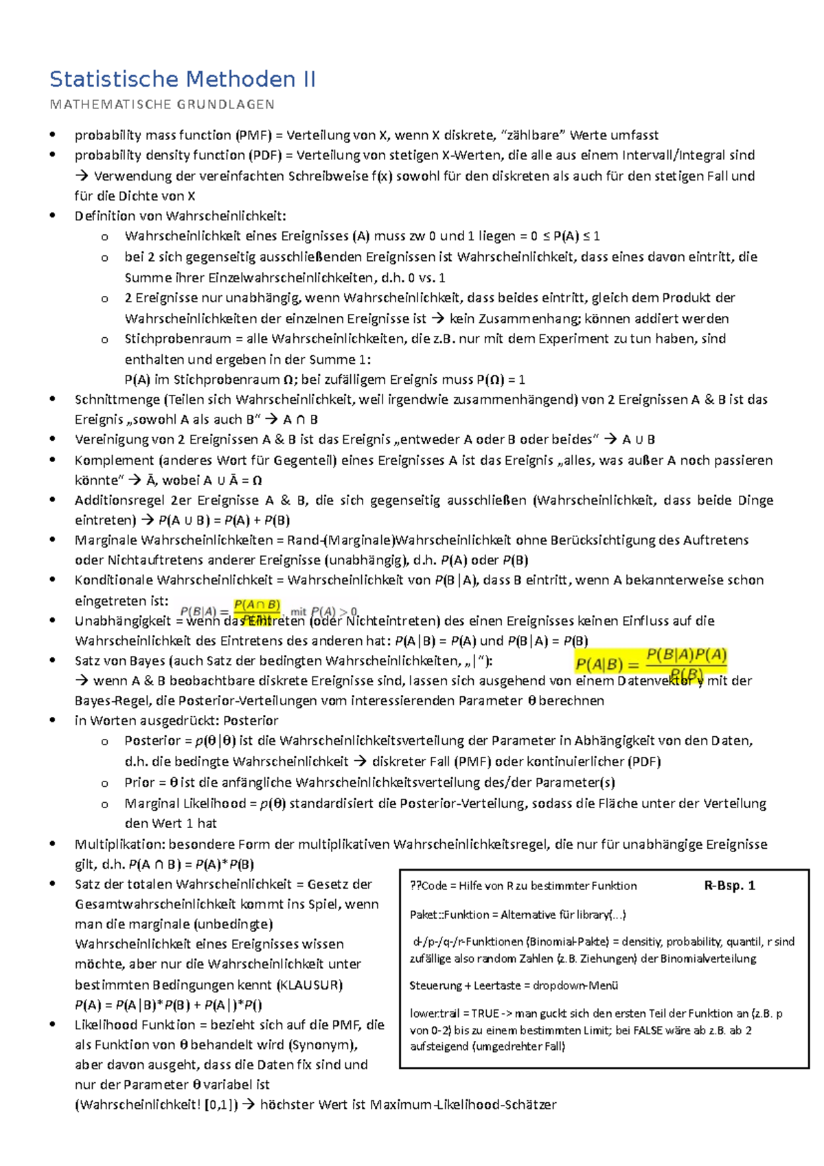 Statistische Methoden II - Grundlagen - Statistische Methoden II ...