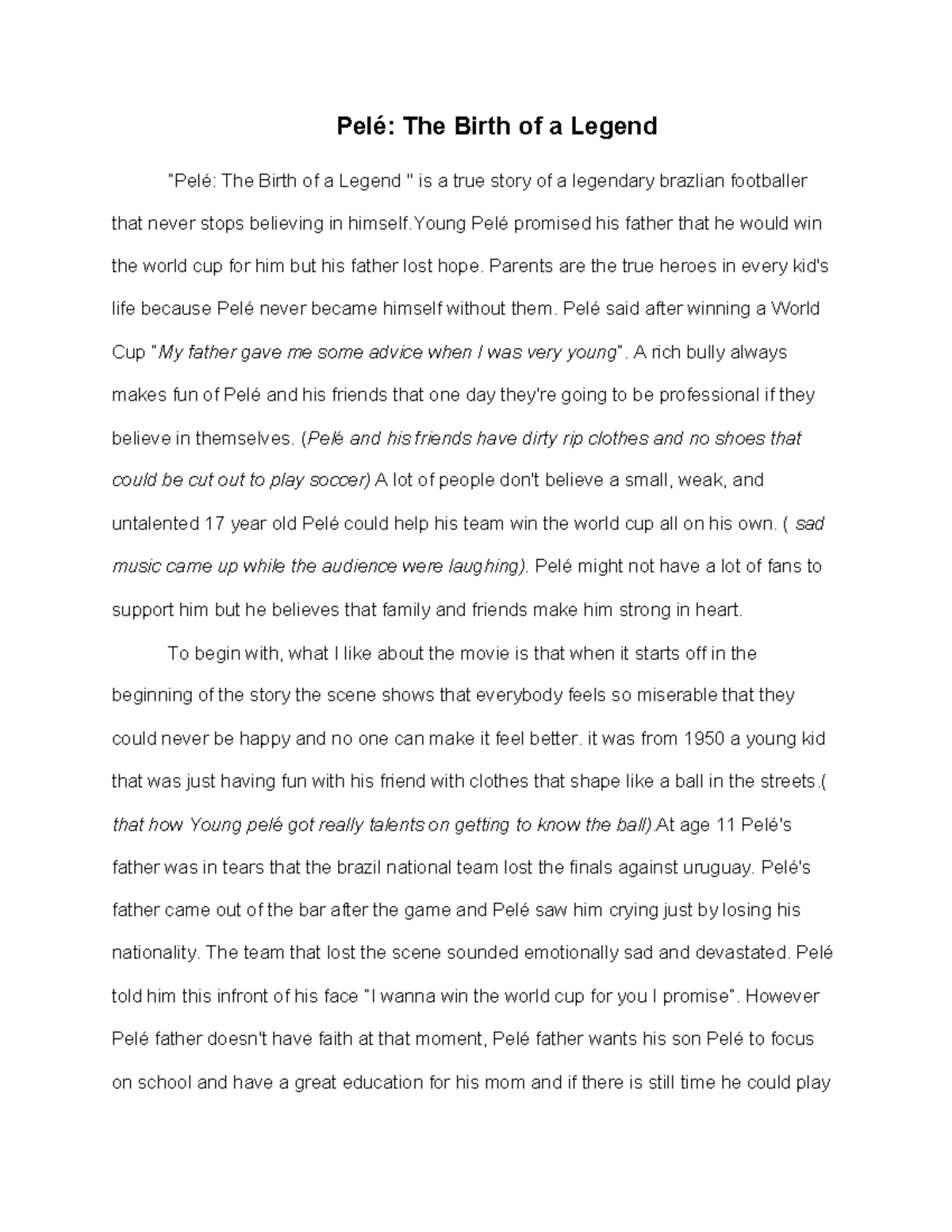 Untitled document-12 - it's about what the movie inspires a person like ...