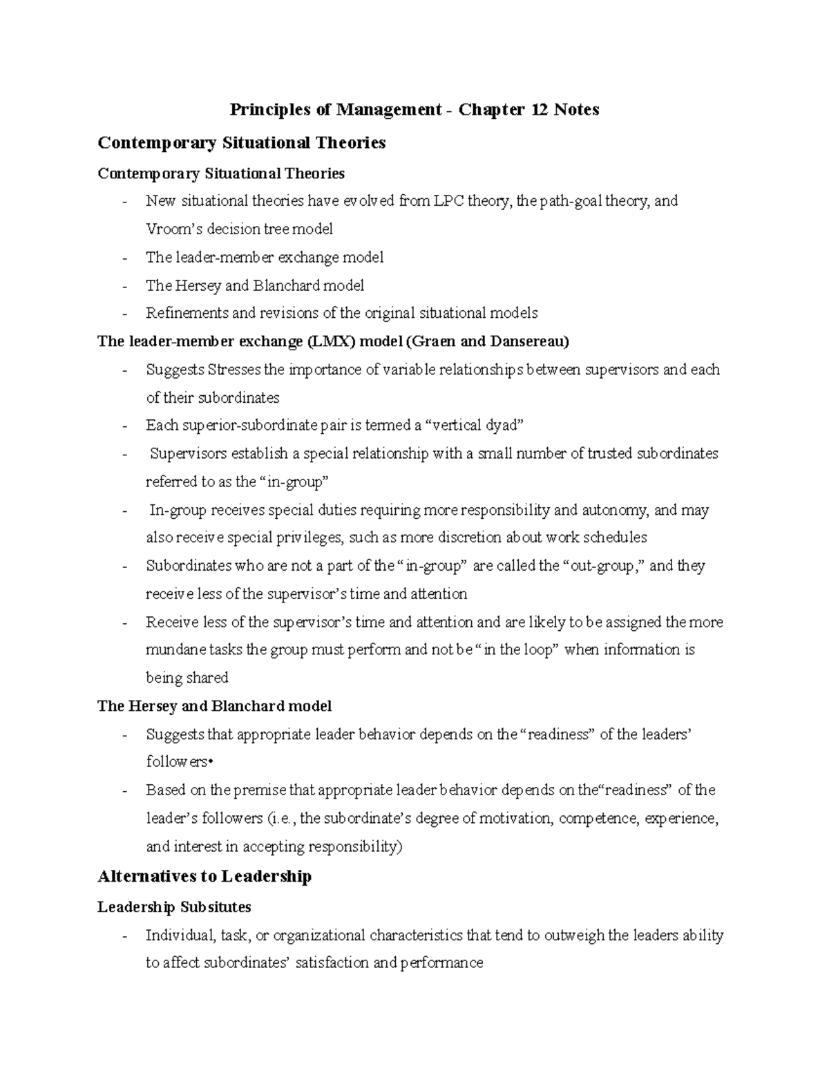 Management Notes Chapter 12 - Principles of Management - Chapter 12 ...