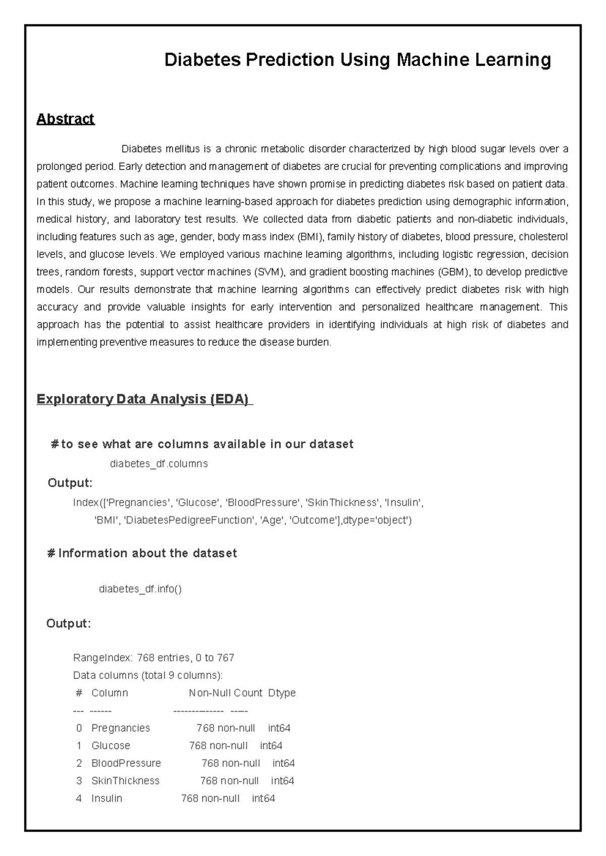 Diabetes Prediction Using Machine Learning - Diabetes Prediction Using ...