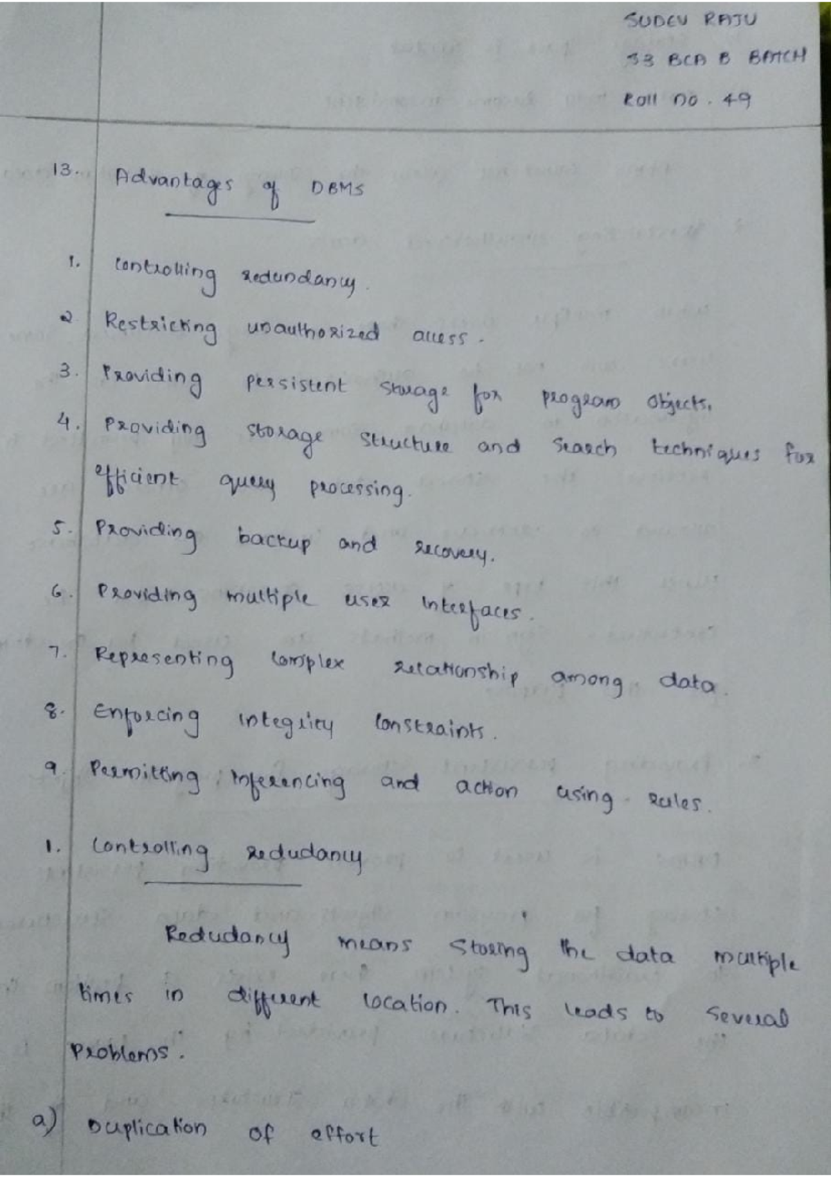 DBMS Question Paper Answers - Bachelor of Computer Applications - Studocu