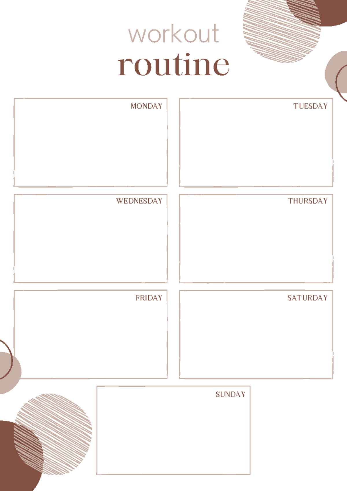 Weekly Workout Routine Planner - HUMS 211 - routine workout MONDAY ...