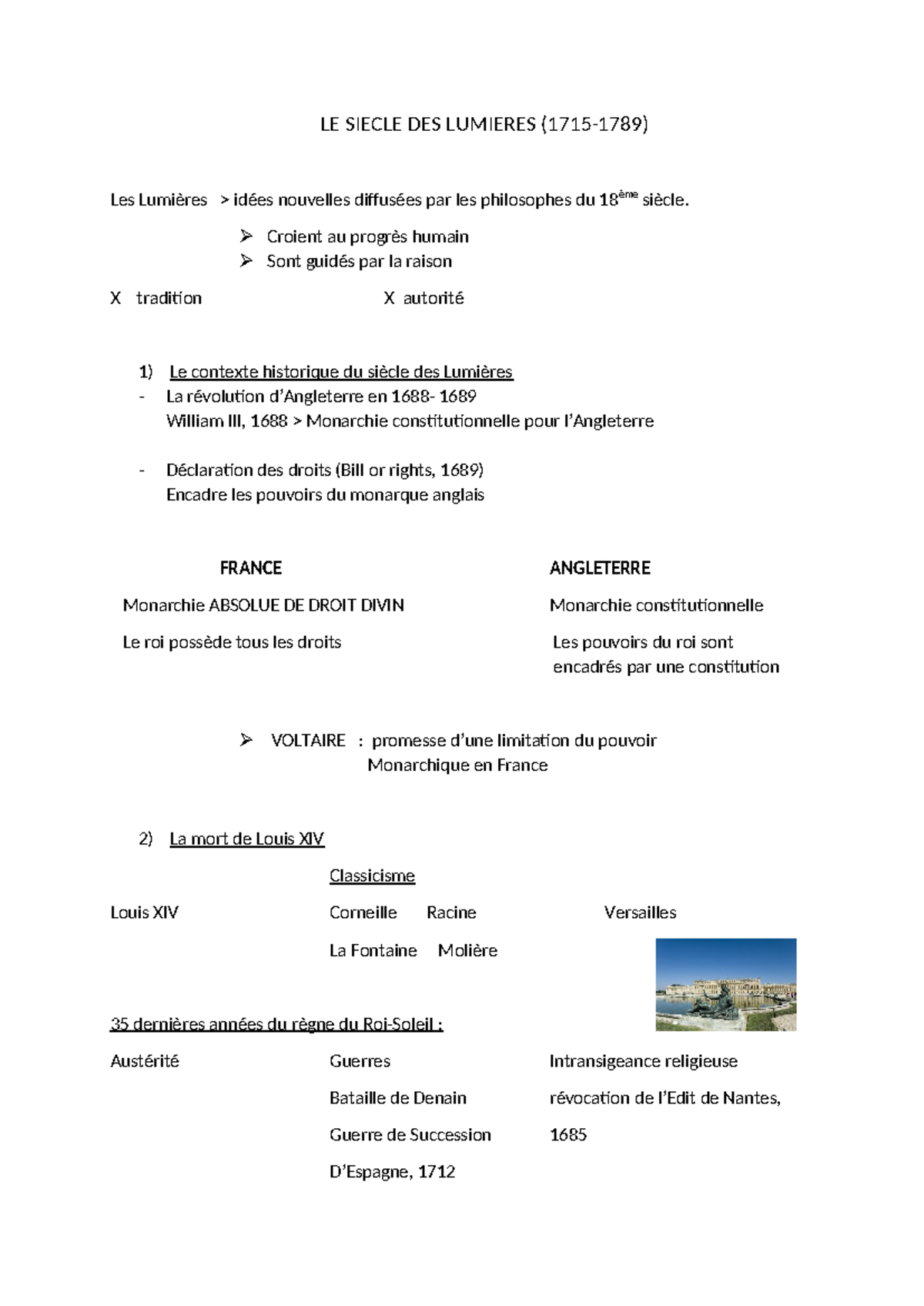 LE Siecle DES Lumieres - Pour le français très important - LE SIECLE ...