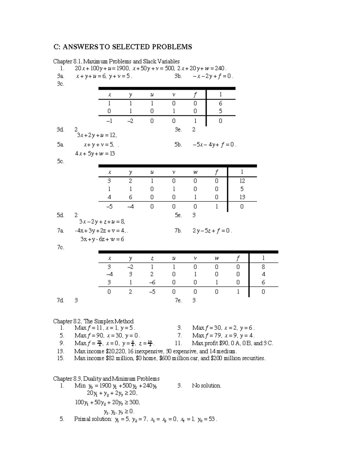 Solutions Ch 8 - C: ANSWERS TO SELECTED PROBLEMS Chapter 8, Maximum ...