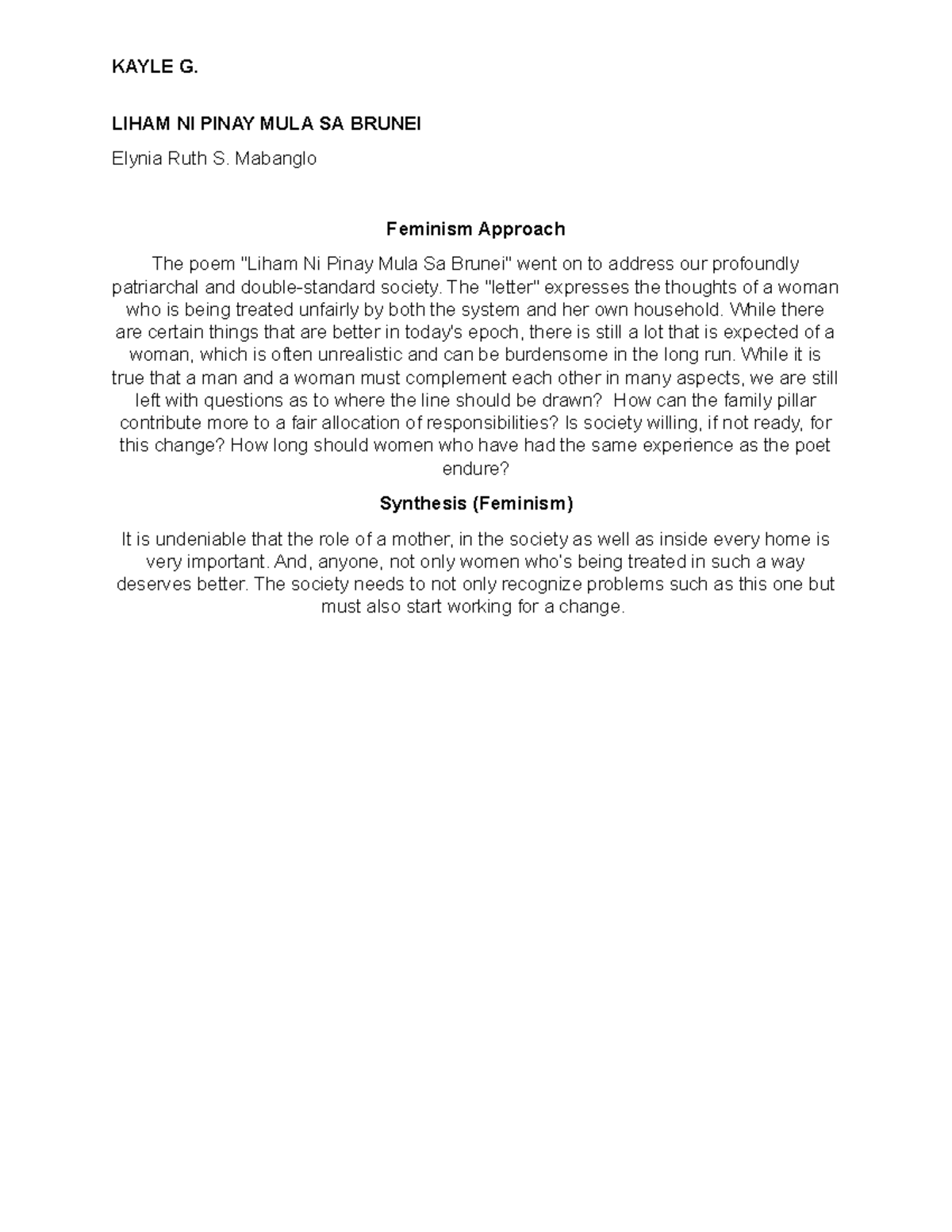 Gotis - ZLI 1101 - PS7A - POEM Analysis - Copy - KAYLE G. LIHAM NI ...