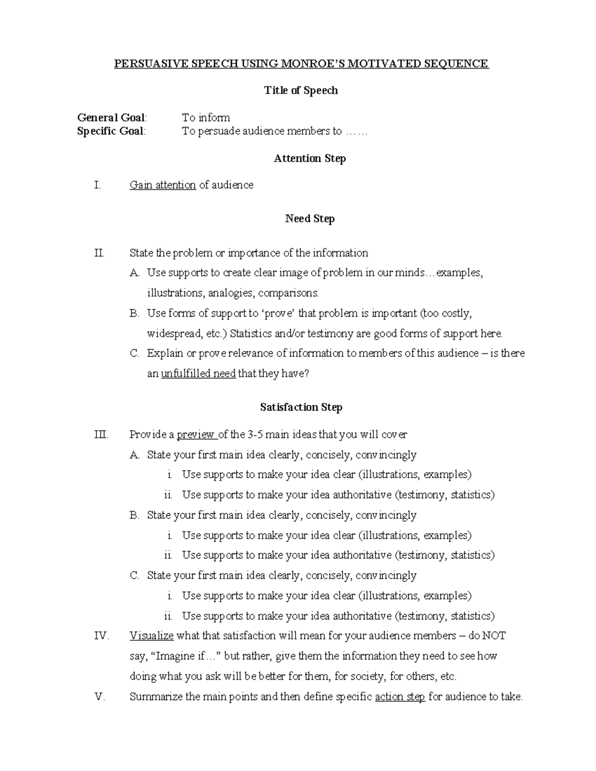 Formal Outline to submit with Persuasive Speech updated Jan 24 ...