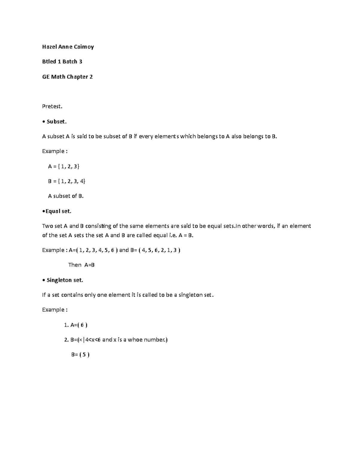 GE MATH CHAPTER 2. - Hazel Anne Caimoy Btled 1 Batch 3 GE Math Chapter ...