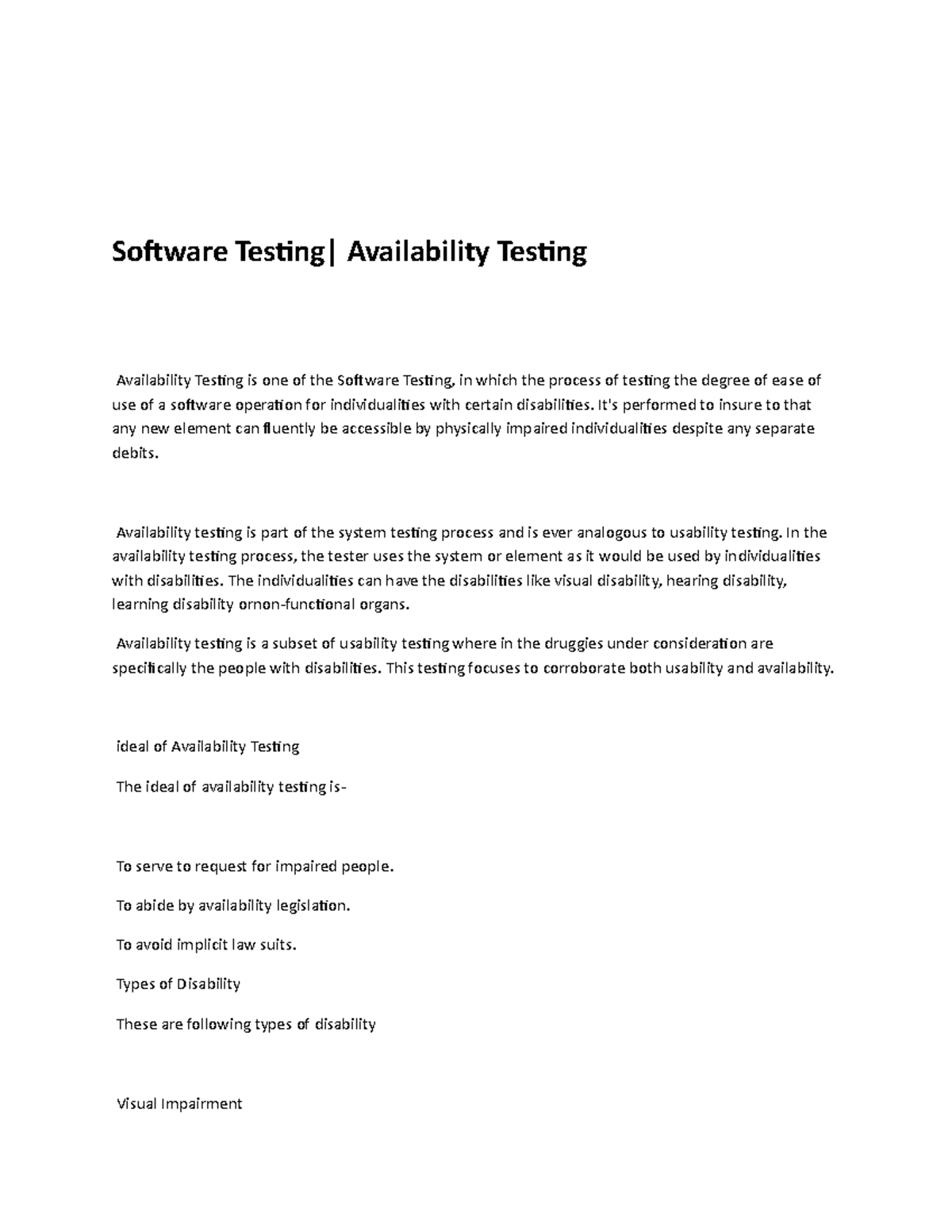 Software Testing Availability Testing Software Testing Availability 4639
