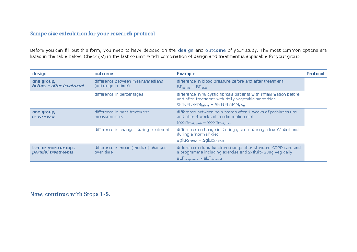 Sample size calculations - Fill out this form for your research ...