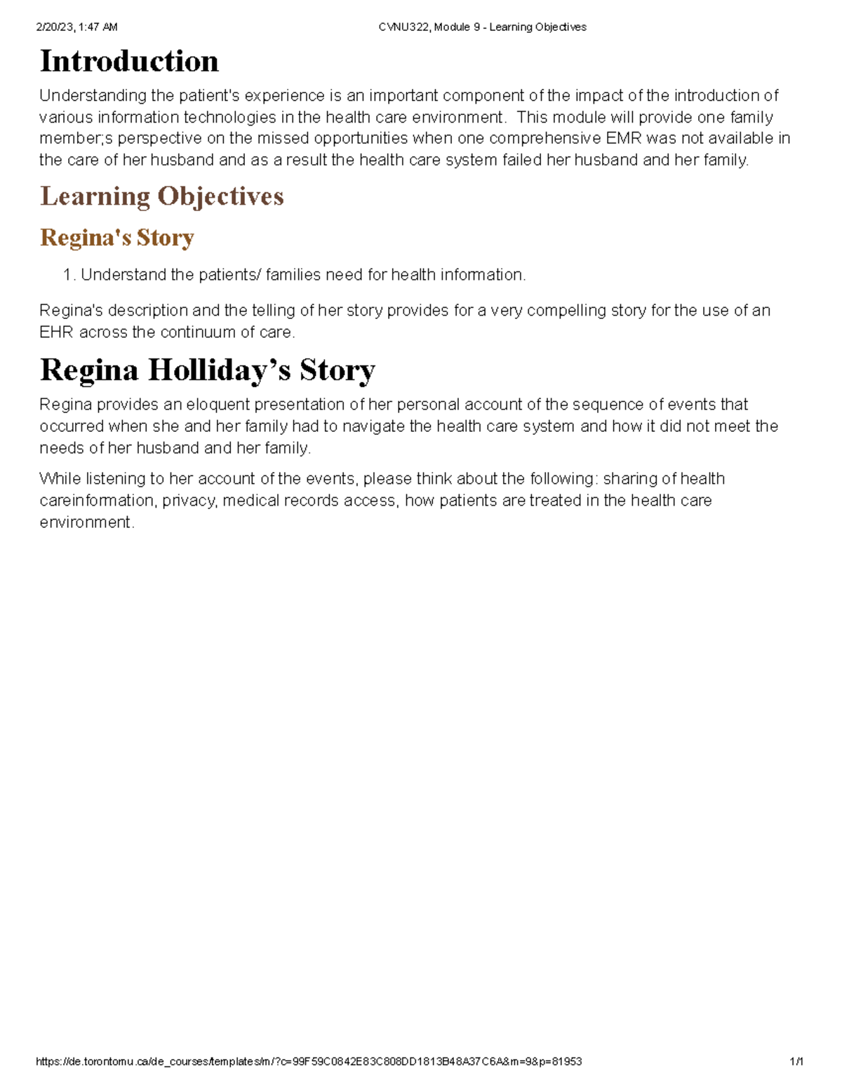 CVNU322, Module 9 - Learning Objectives - 2/20/23, 1:47 AM CVNU322, Module 9 - Learning ...
