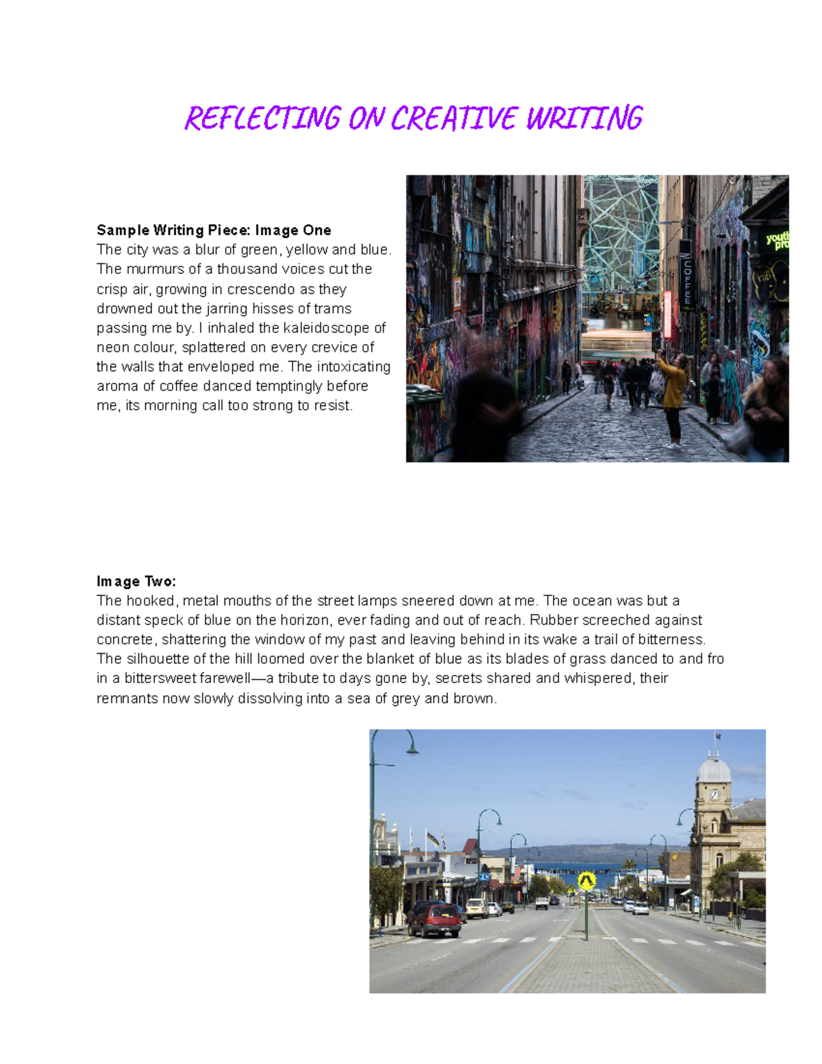 Copy of Reflecting on Creative Writing - REFLECTING ON CREATIVE WRITING ...