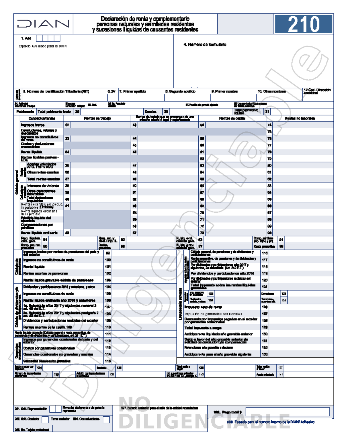 Formulario 210 2024 unlocked - Espacio reservado para la DIAN Renta ...