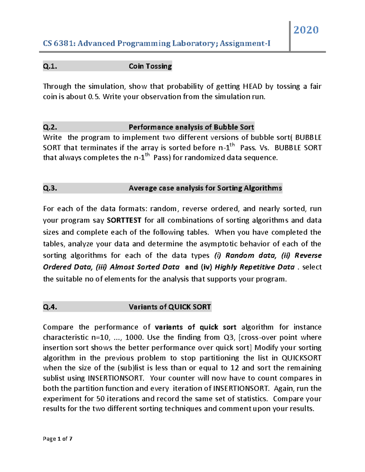 2020 DSAS PG I - Data Structure and Algorithm practical questions solved in Matlab. - Warning ...