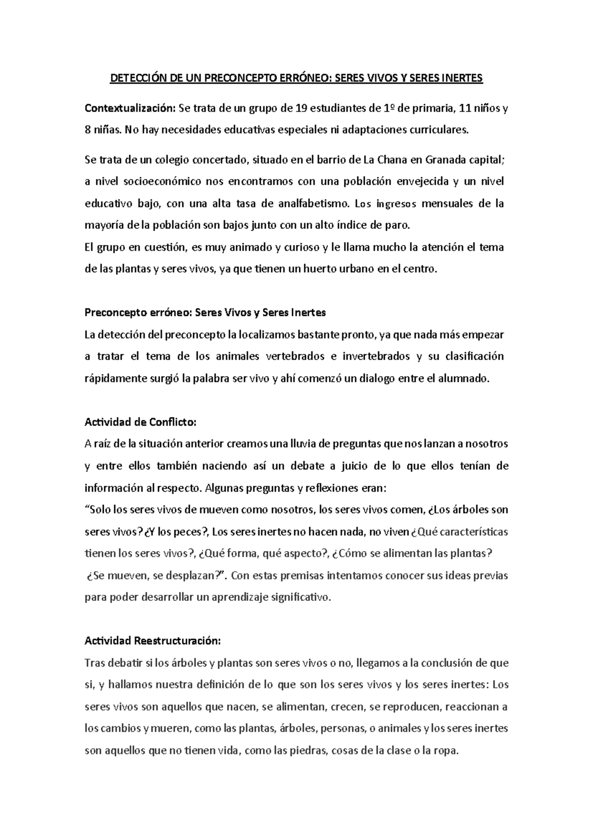 Deteccion DE UN Preconcepto Erroneo - DETECCIÓN DE UN PRECONCEPTO ...