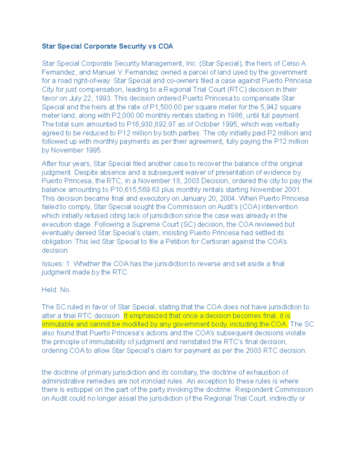 Star Special Corporate Security vs COA - (Star Special), the heirs of ...