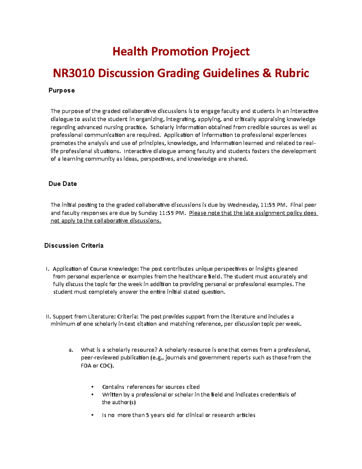 NR3010 Health Promotion Project - Health Promotion Project NR3010 ...