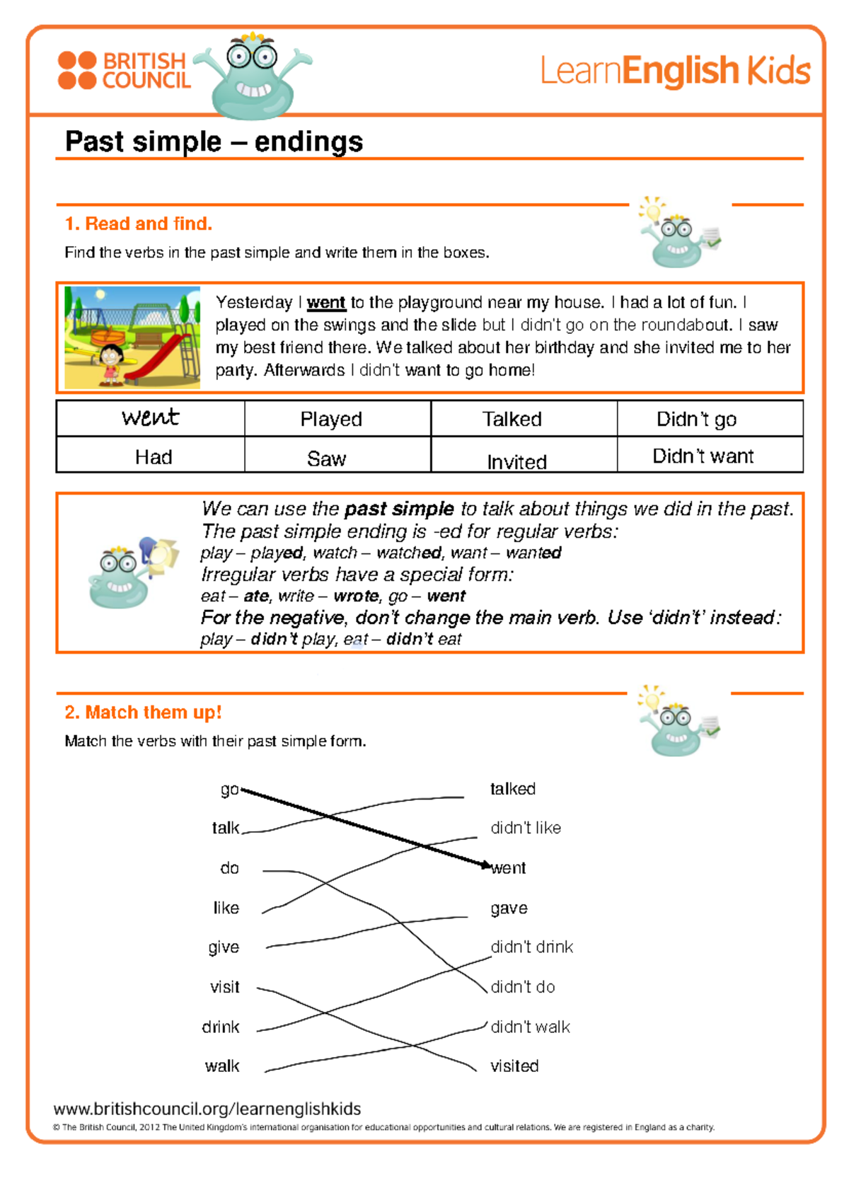 Past-simple-endings-worksheet HK3 - Past simple – endings 1. Read and ...
