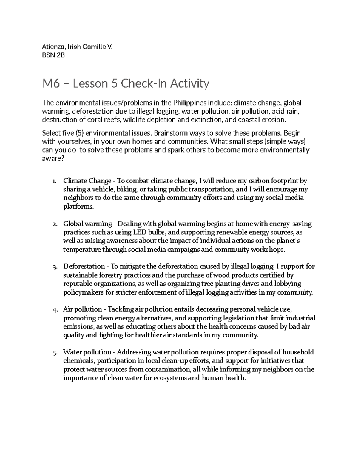 M6 L5 CIA - HEHE - Atienza, Irish Camille V. BSN 2B M6 – Lesson 5 Check ...