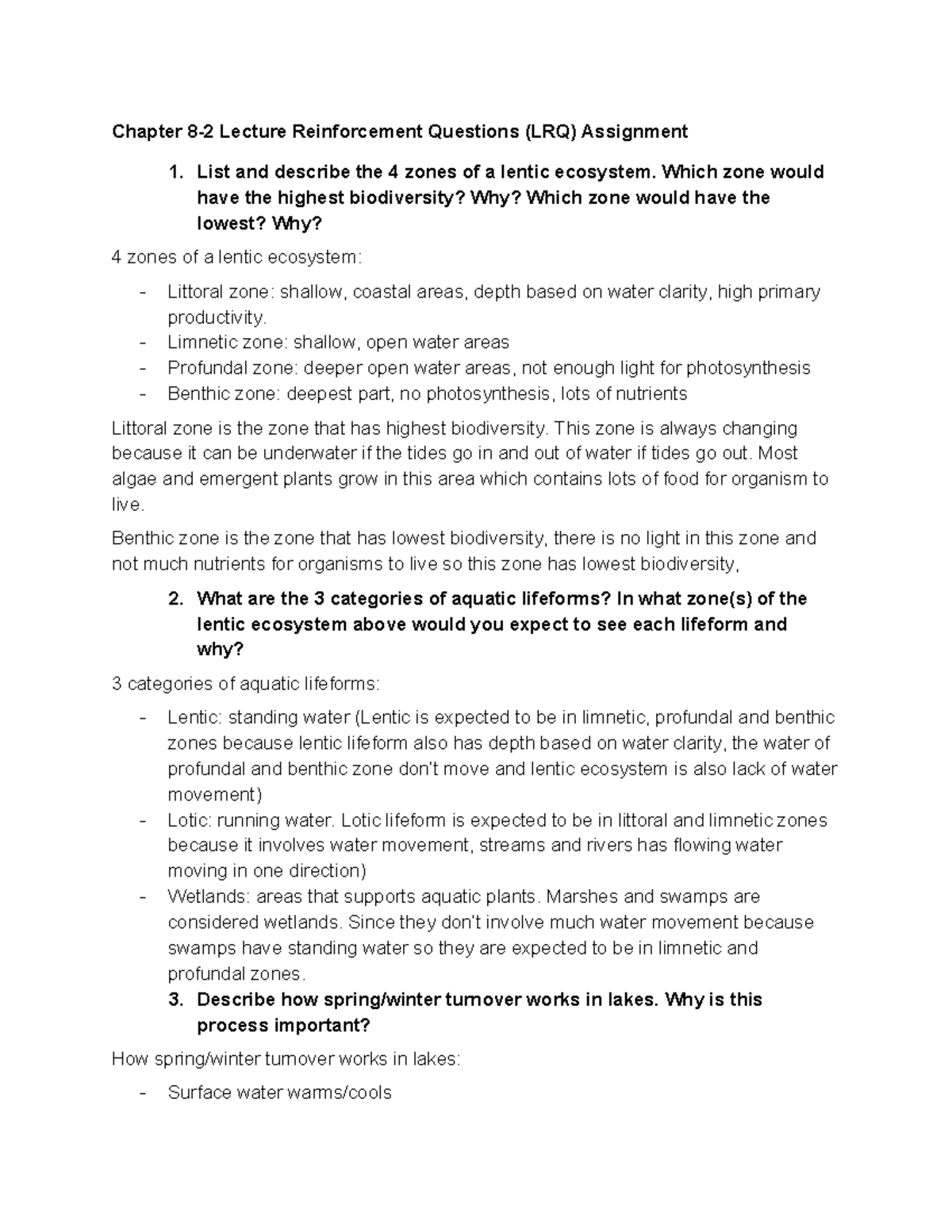 BIO G110 Chapter 8-2 (LRQ) Assignment - Chapter 8-2 Lecture ...
