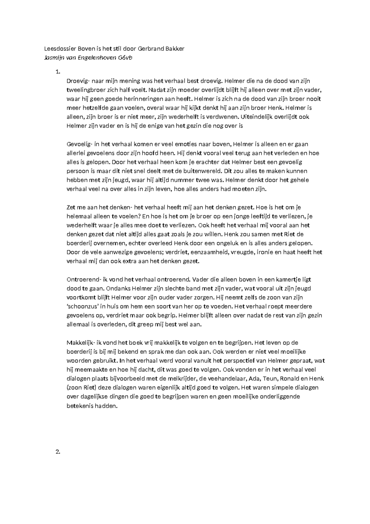 Leesdossier boven is het stil - Droevig- naar mijn mening was het ...