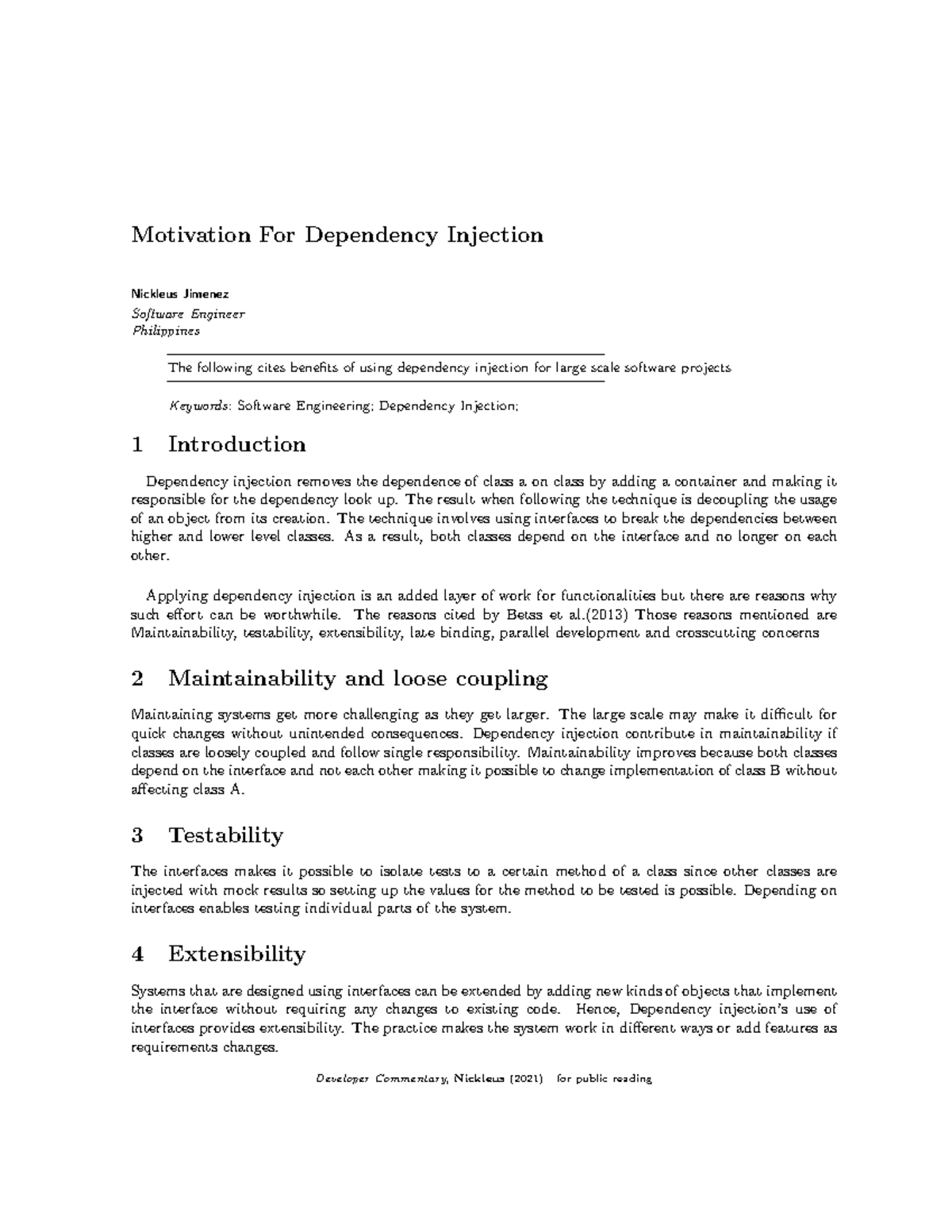 Benefits of Dependency Injection - Database Management System and ...