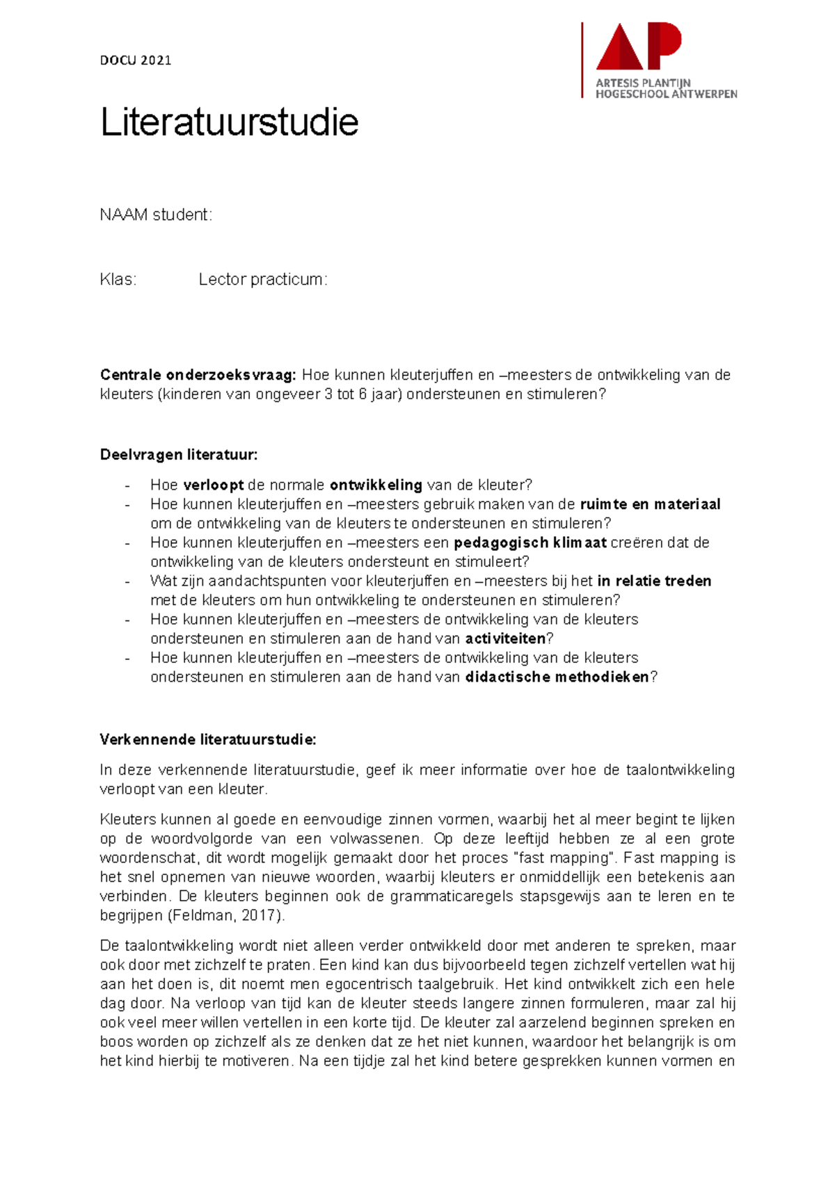 Literatuurstudie Docu - DOCU 2021 Literatuurstudie NAAM student: Klas ...