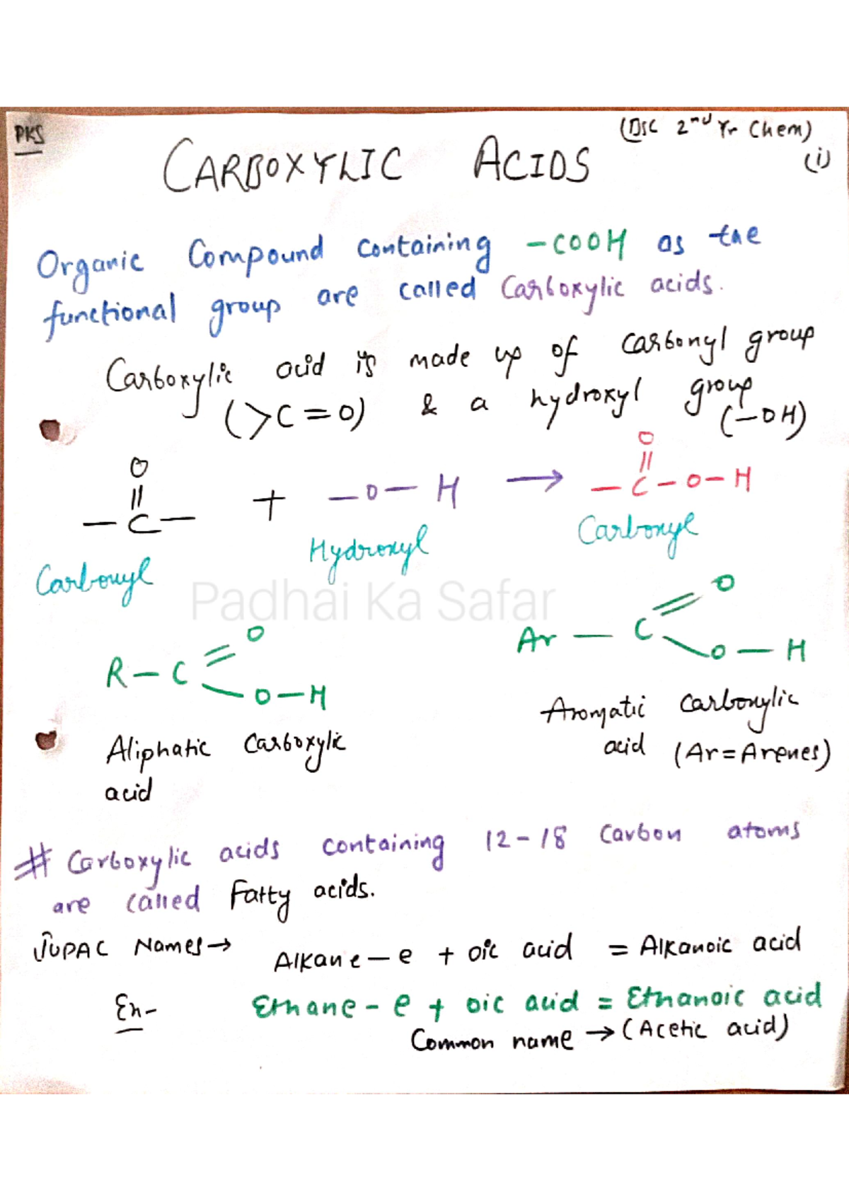 Carboxylic acid bsc 2nd year 1 - Organic Chemistry - Studocu