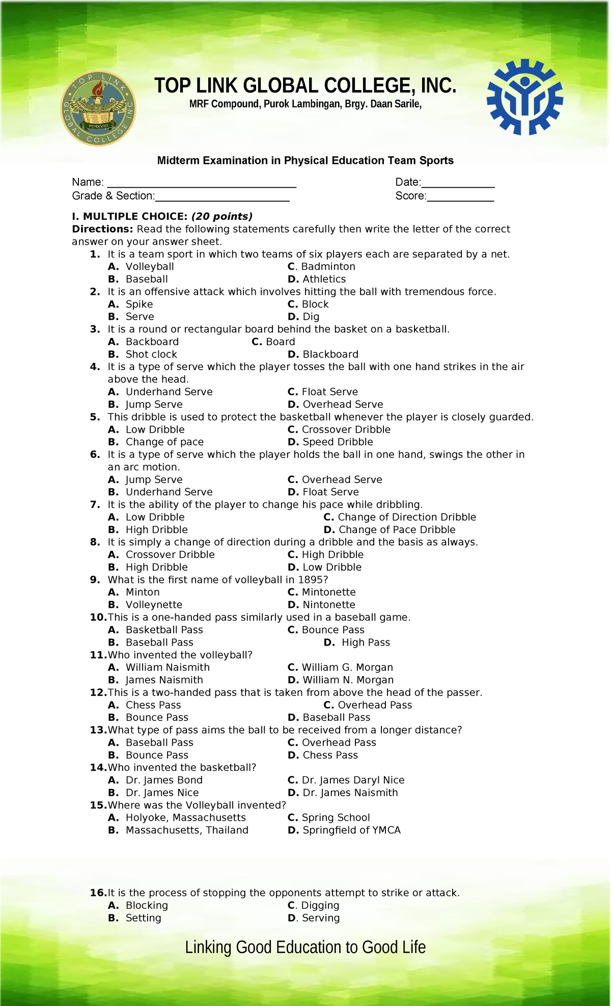 Hospitality and Tourism Operations Management EXAMINATION - TOP LINK ...