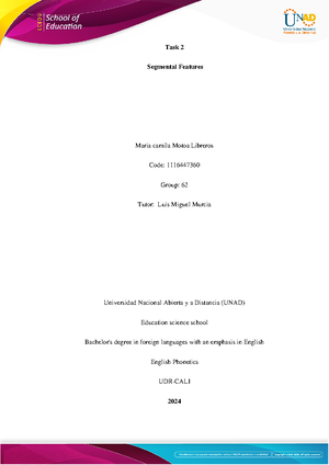 Anexo 1 - Workshop 1 Segmental - Practical exercises - Task 2 Segmental Features Maria camila ...