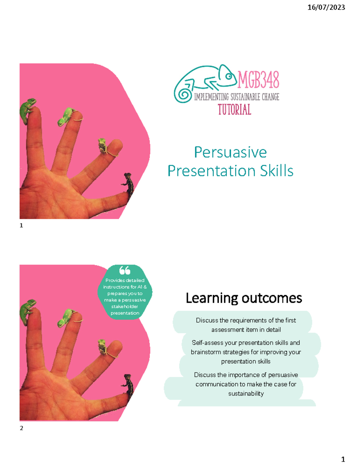 MGB348 Tutorial week4-1 - Persuasive Presentation Skills Provides detailed instructions for A1 ...