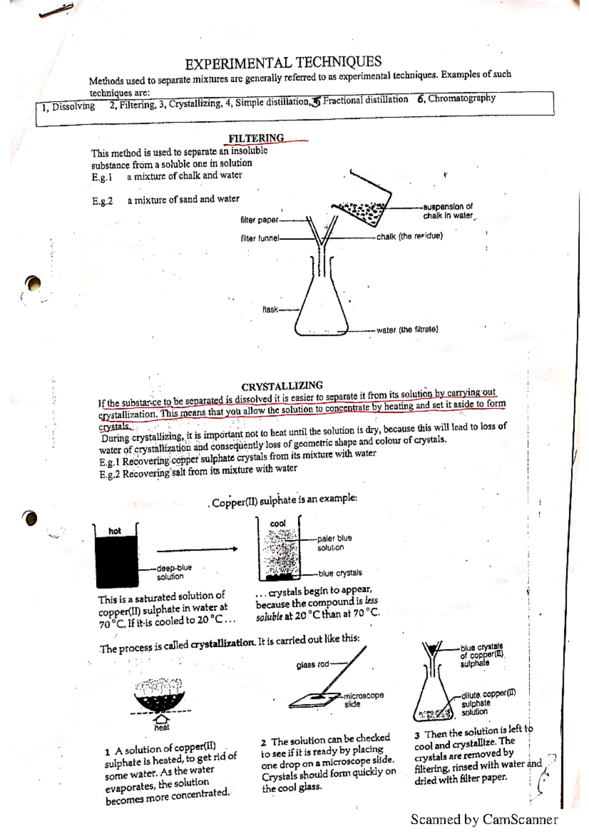 Separation Techniques - EXPERIMENTAL TECHNIQUES Methods used to ...