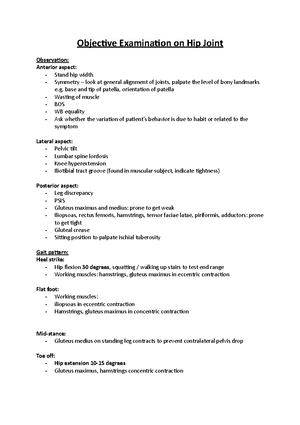 MSK I 1 Hip examination - Muscle Length Test Name Picture Positioning ...