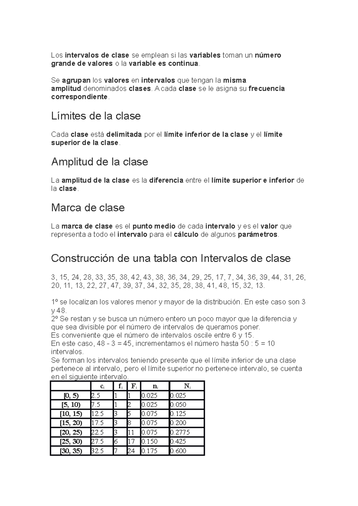 Intervalo DE Clase - Los intervalos de clase se emplean si las ...