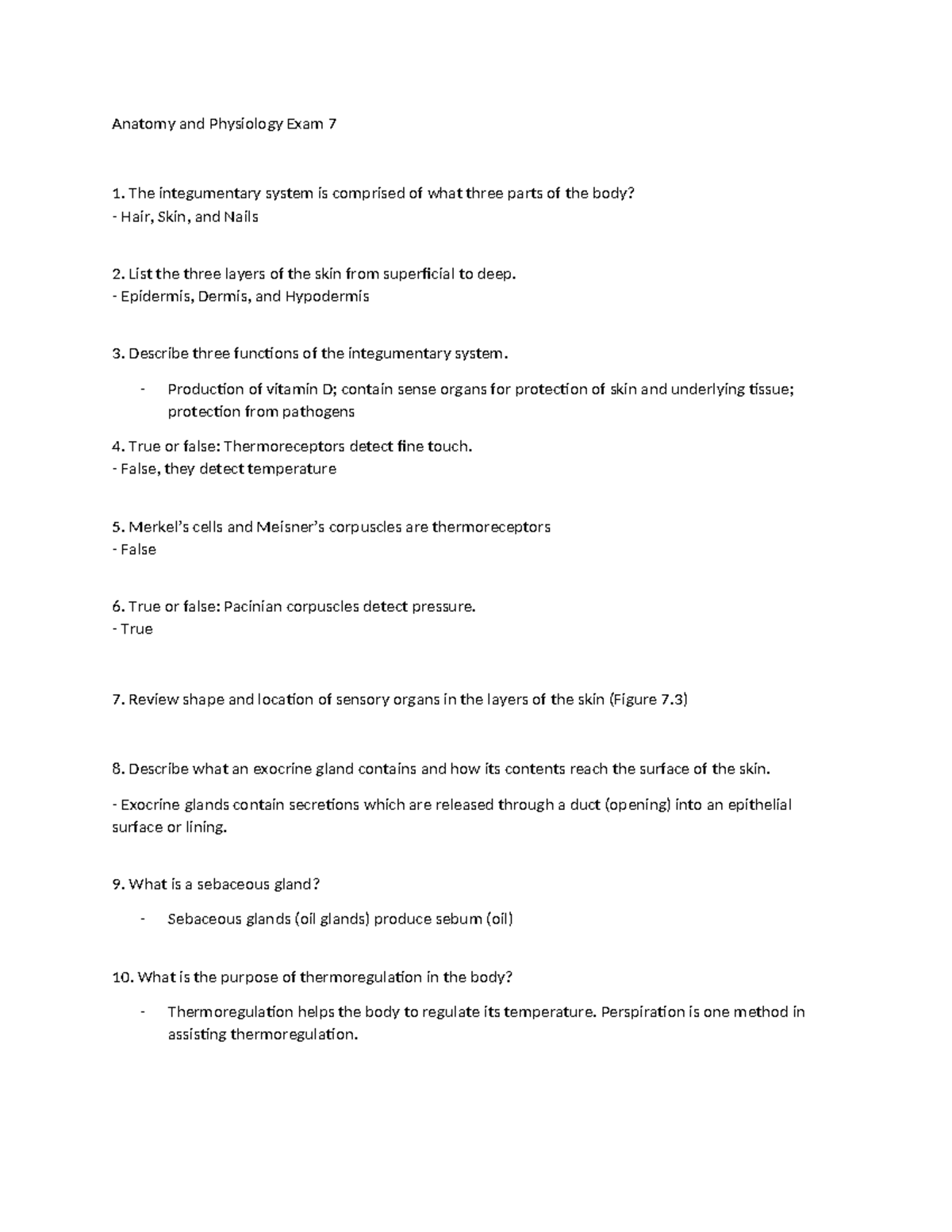 Anatomy and phys exam 7 study guide - Anatomy and Physiology Exam 7 The ...