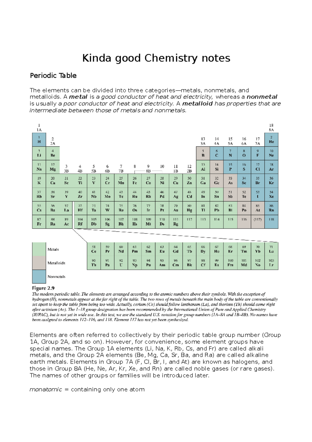 Kinda good Chemistry notes - Kinda good Chemistry notes Periodic Table ...