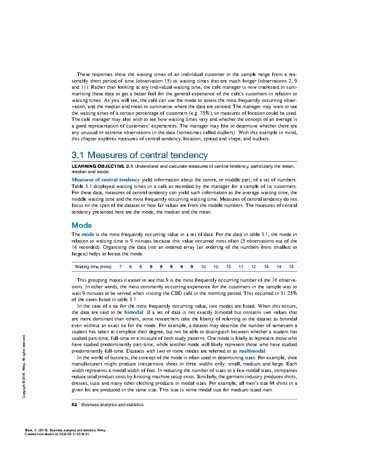 Business Analytics and Statistics - (3 Descriptive summary measures) - These responses show the ...