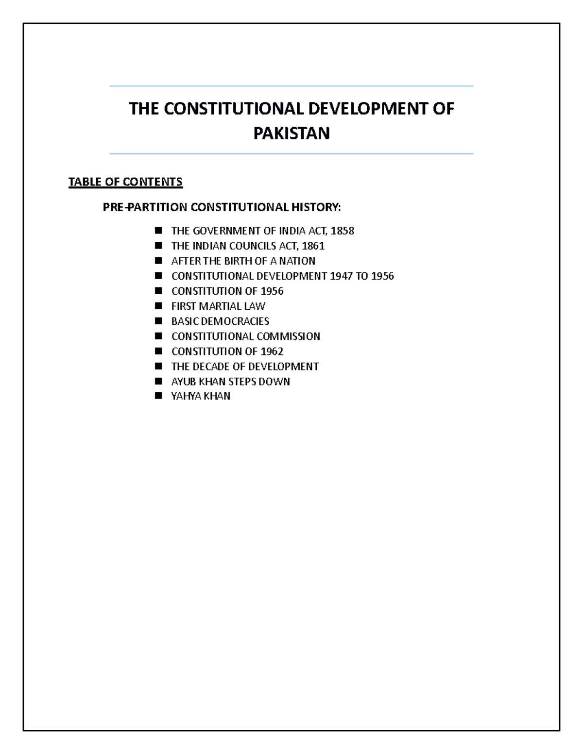 Constitutional History of pakistan - THE CONSTITUTIONAL DEVELOPMENT OF ...