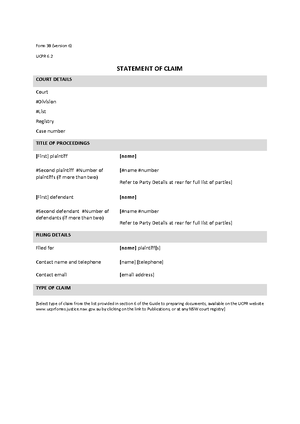 Have you received a Statement of Claim - Fact Sheet - Have you received ...