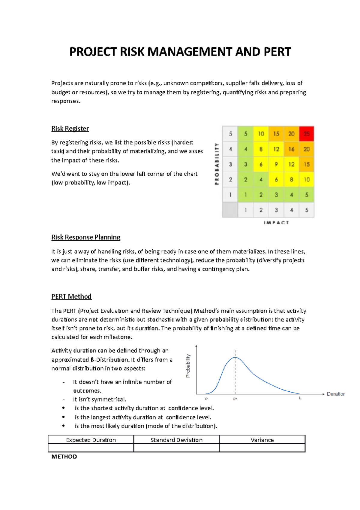 U4 Risk Management and PERT - PROJECT RISK MANAGEMENT AND PERT Projects ...