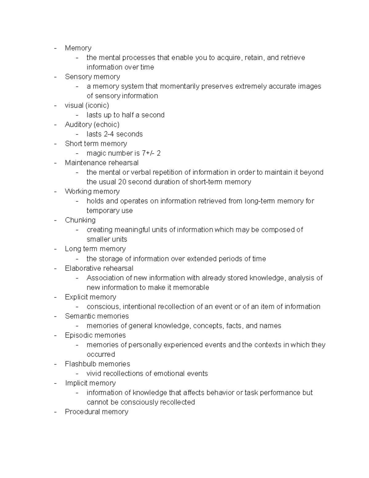 Psych 401- Chapter 6- memory - Memory the mental processes that enable ...