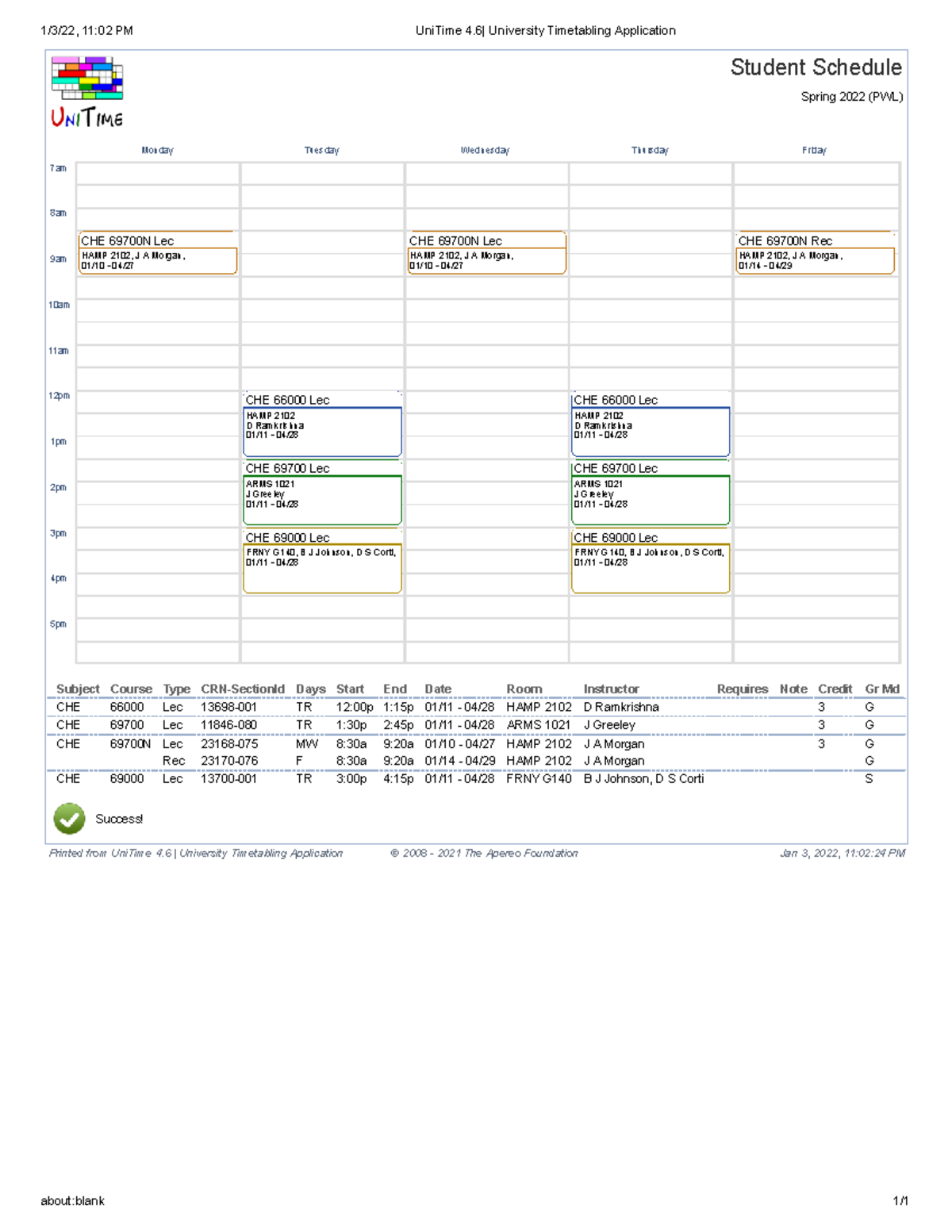Schedule - describe - 1/3/22, 11:02 PM UniTime 4| University ...