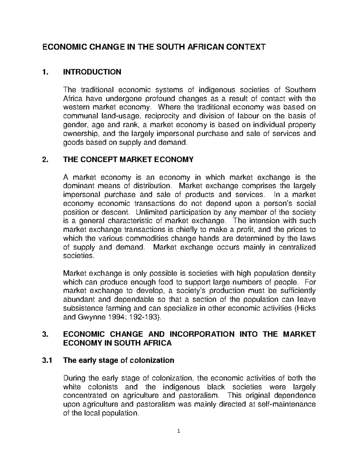Economic Change IN THE South African Context - ECONOMIC CHANGE IN THE ...