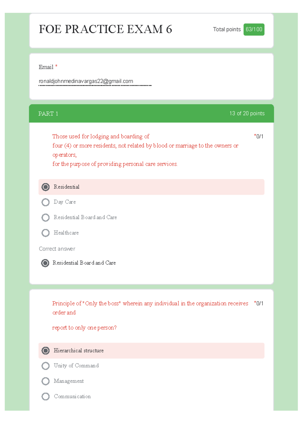FOE Practice EXAM 6 - Fire Officer Examination Reviewer - Email ...
