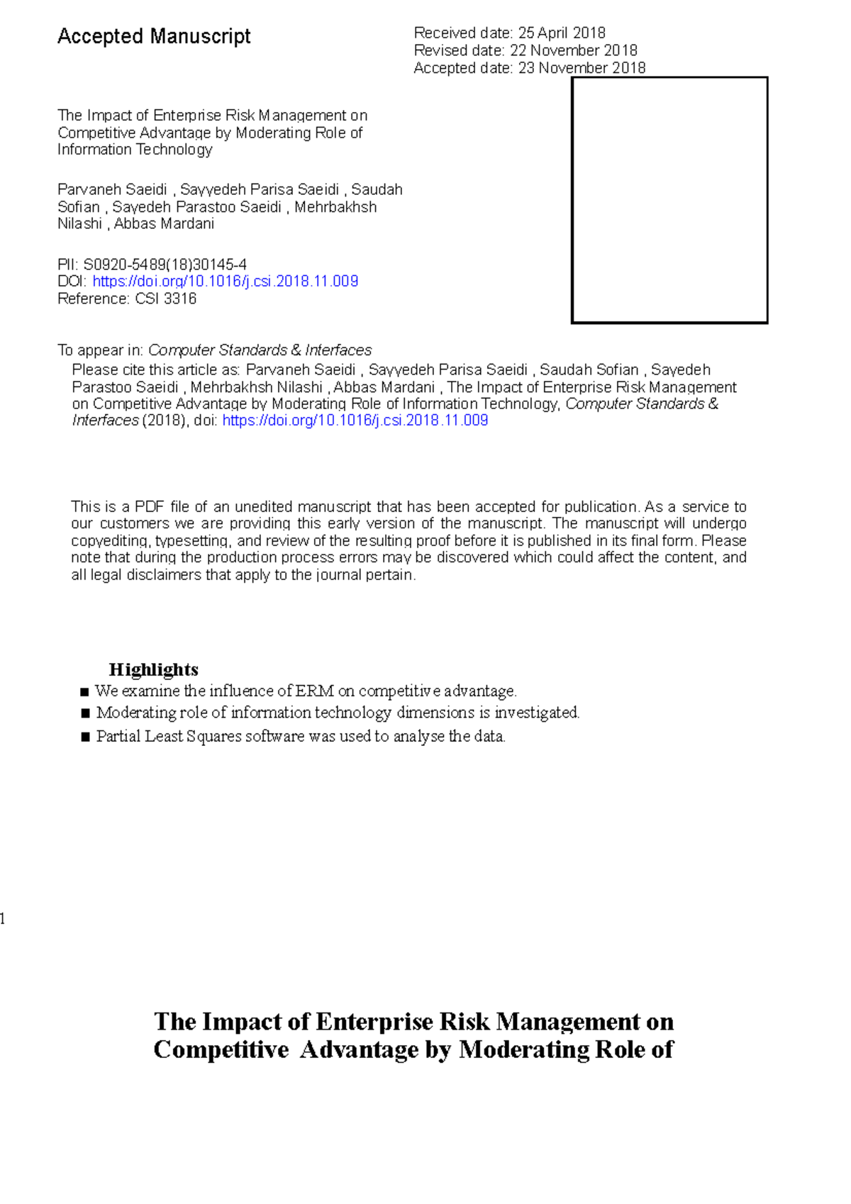 A. MÔ HÌNH GỐC - abcd - Accepted Manuscript The Impact of Enterprise ...
