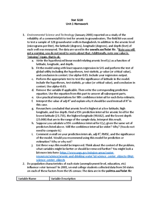 Unit 2 Homework Solutions - Stat 3220 Unit 2 Homework Which insect ...